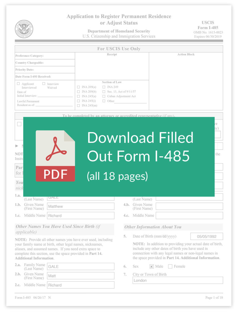 Form I-485 Sample Download image - SimpleCitizen
